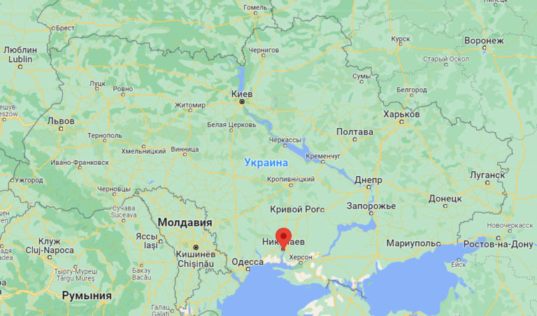 Николаев на карте: показать город на Украине и в России